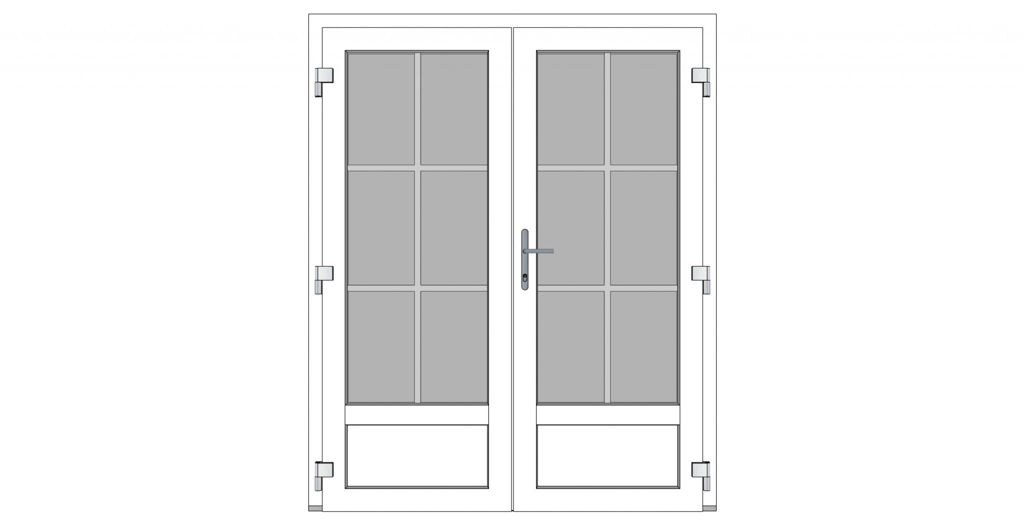 Dubbele kunststof deur 1600 x 1950 mm lage borstwering roeden – webshop ...